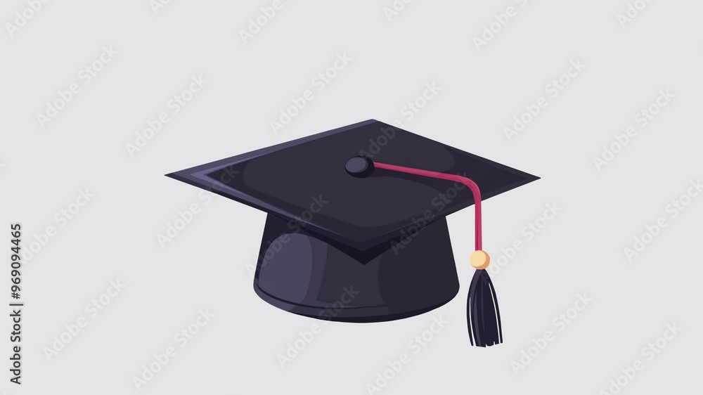 Graduation cap graphic animation. Alpha channel. Transparent background ...