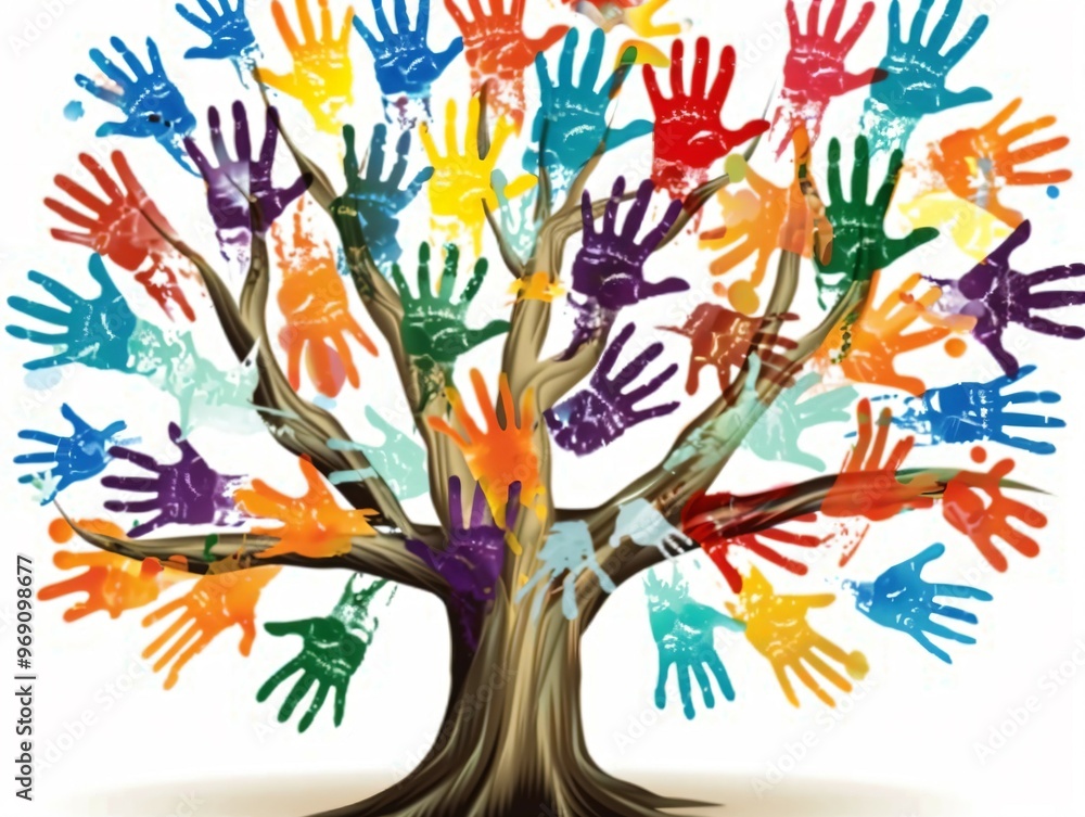 DEI,DEIB,LGBTQ Concept: Tree of Diversity and Unity: Colorful ...