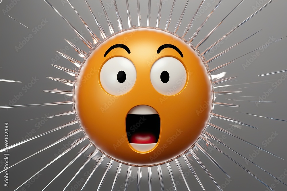 Captivating shocked expression three-dimensional emoji with clear ...