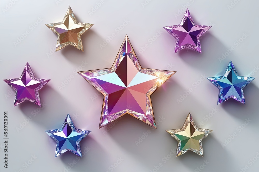 Gradient Toned 3D Star-Shaped Gemstone Orbs on White Background Stock ...