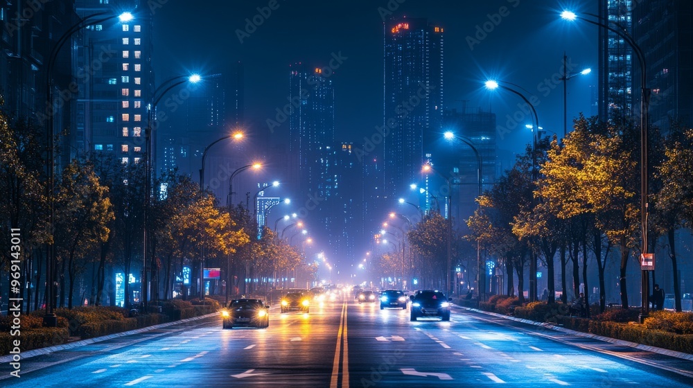 Futuristic AI-controlled adaptive lighting systems in urban spaces ...