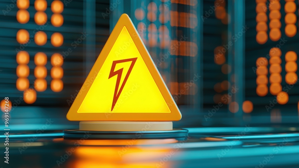 A cautionary warning sign featuring a lightning bolt. Ideal for ...