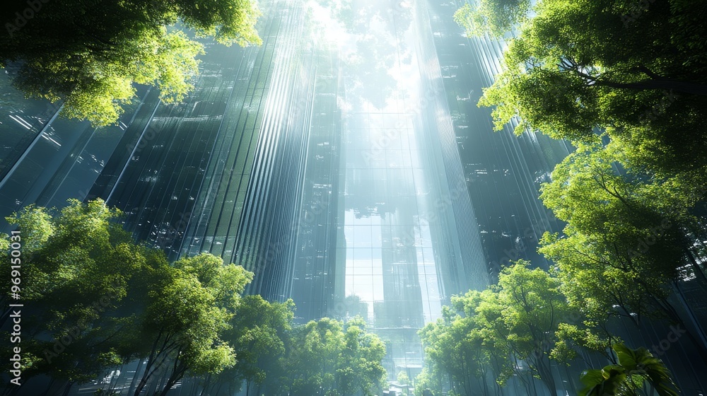 Futuristic AI-controlled climate control systems in skyscrapers: Office ...