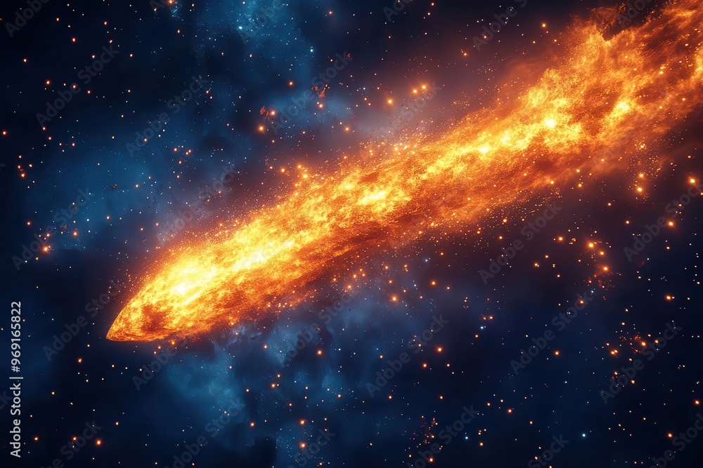 cosmic fireball streaks across night sky leaving a trail of dazzling ...