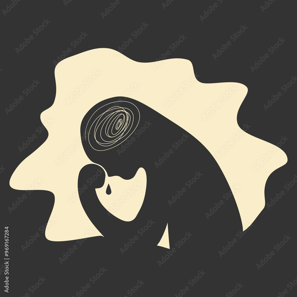 Anxiety affects mental health. Stress and over thinking. Unhappy ...