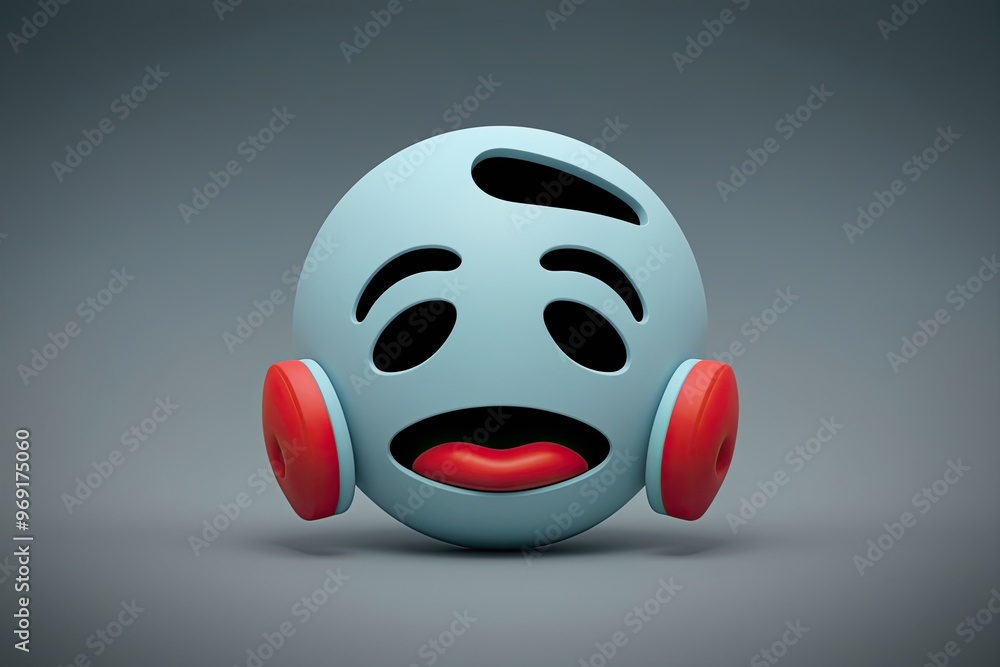 Exhausted Three-Dimensional Deflated Emoticon Expressing Fatigue Stock ...