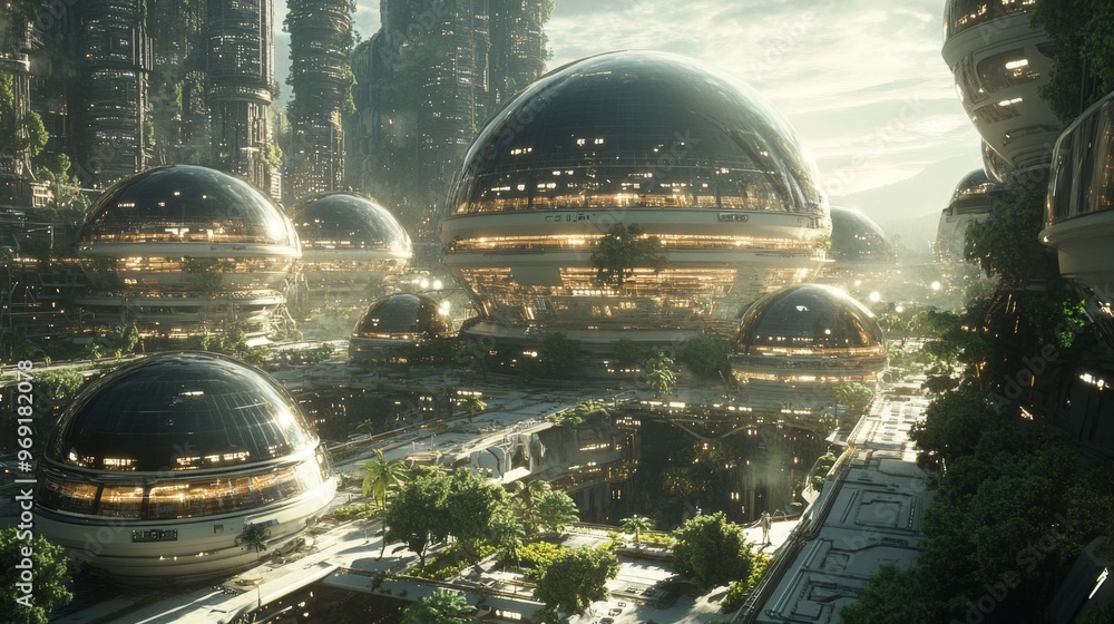 Futuristic AI-controlled space habitats designed for human life on ...