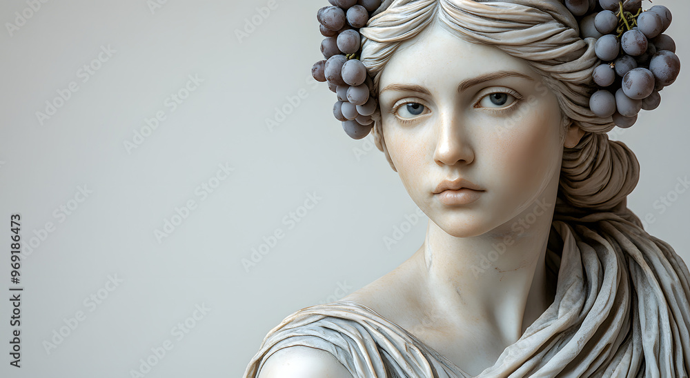 “A White Marble Statue of a Beautiful Greek Goddess with Flowing ...