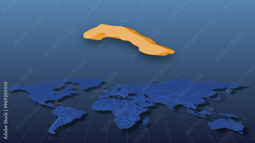 World Map Showing Cuba Country in Detail Stock Illustration | Adobe Stock