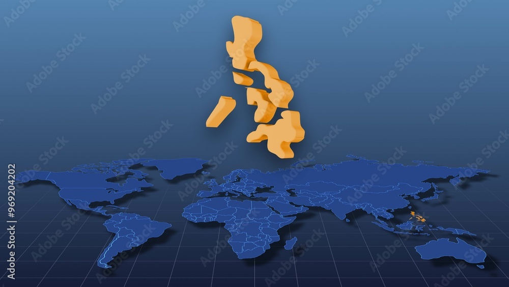 World Map Showing Philippines Country in Detail Stock Illustration ...