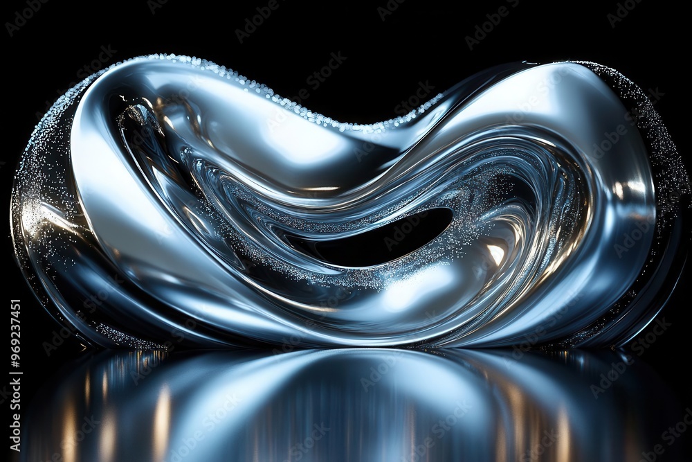 mesmerizing chrome wave pattern filling the entire frame creating an abstract liquid metal ...