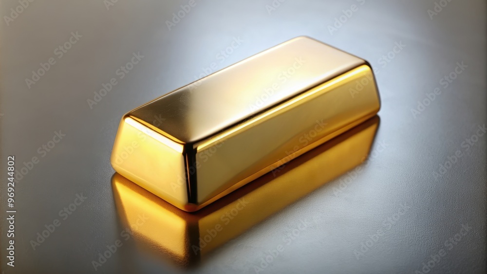 Shiny ingot of gold on reflective surface, gold, ingot, valuable ...