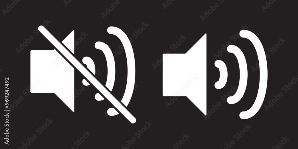 Loud speaker icon set, vector. silent mode icon. Megaphone icon, vector ...