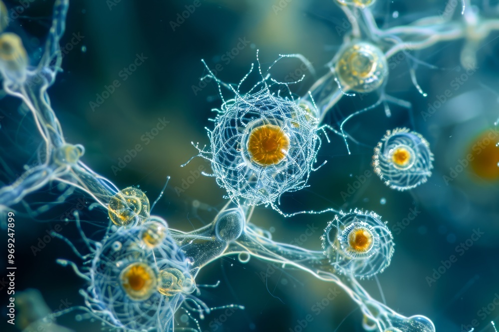 Photo Waterborne Fungi: A high-resolution view of fungal spores and ...