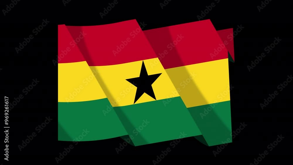 Looping Animation of The Ghana Flag with Alpha Channel, Waving Flag 4k ...