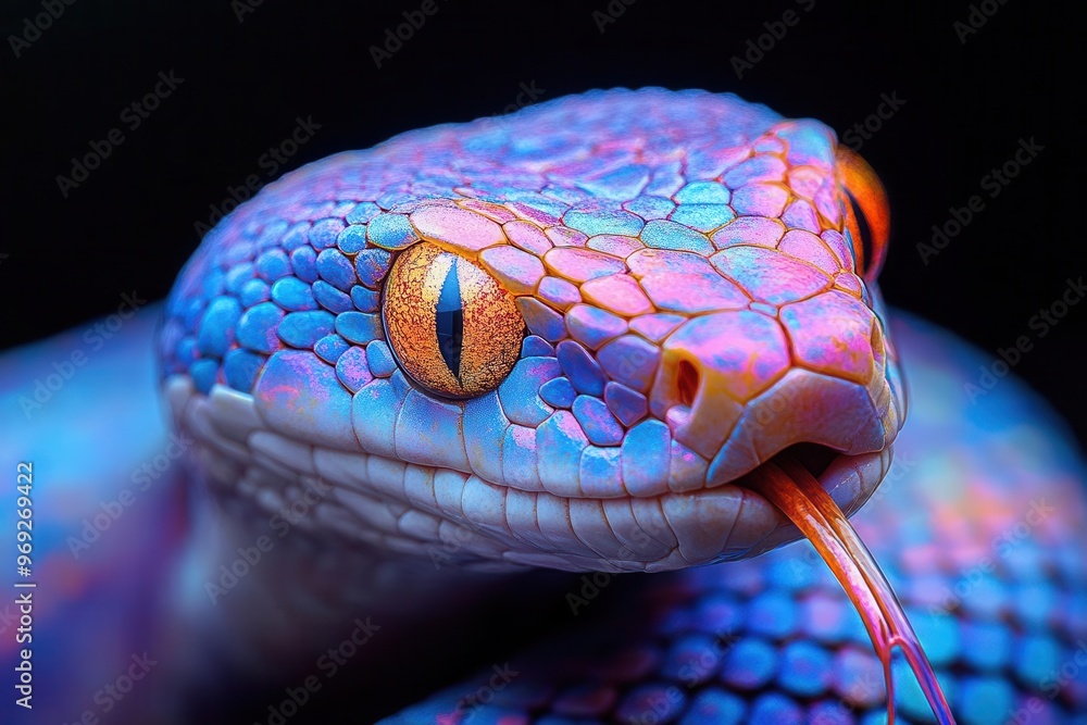 sleek serpent coils in mesmerizing pattern iridescent scales catch ...