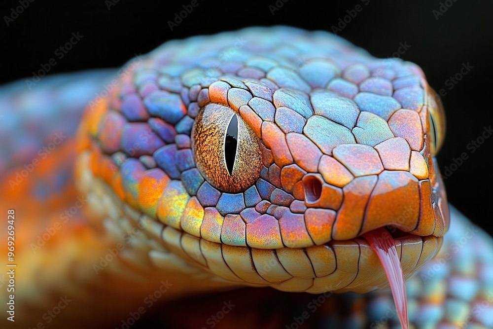 sleek serpent coils in mesmerizing pattern iridescent scales catch ...