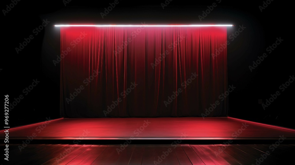 "Illuminated Red Neon Light on an Empty Stage, Glowing Brilliantly ...