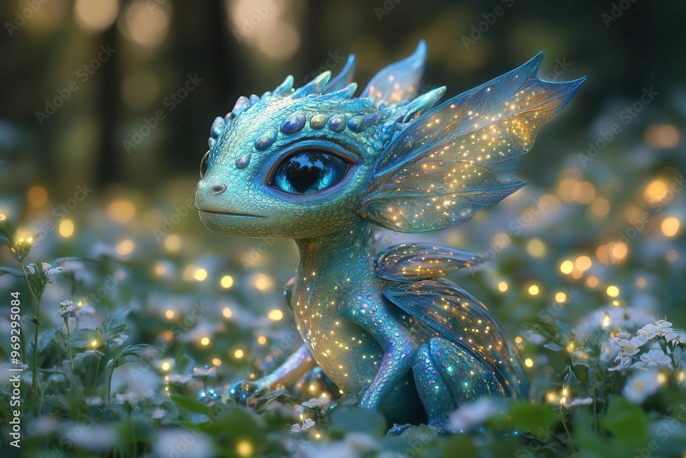 whimsical alien creature with iridescent skin and antennalike ...