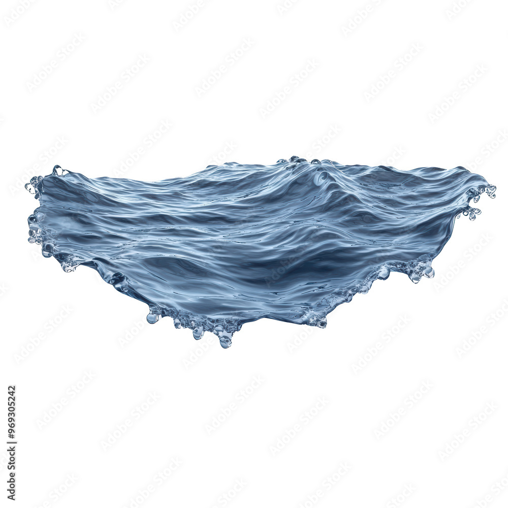 Dynamic 3D rendering of a vibrant blue ocean wave captured in mid ...
