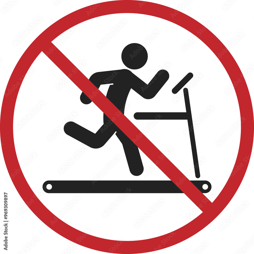 Isolated do not use treadmill, machine ins out of servis, man running ...