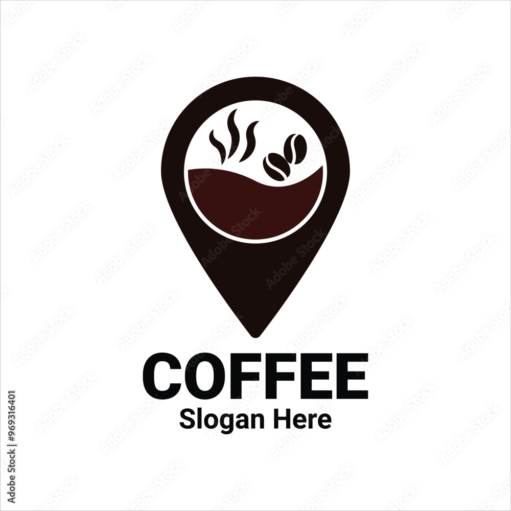 Coffee Beans Location Logo. Coffee Pin Point Element Vector ...