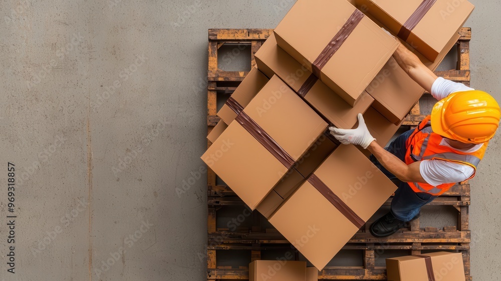 Workers loading boxes of packaged chocolate onto pallets for ...