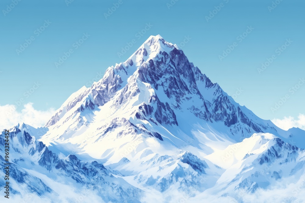 Retro 8-Bit Mountain Peak with Snowcaps under Open Sky - Nostalgic ...