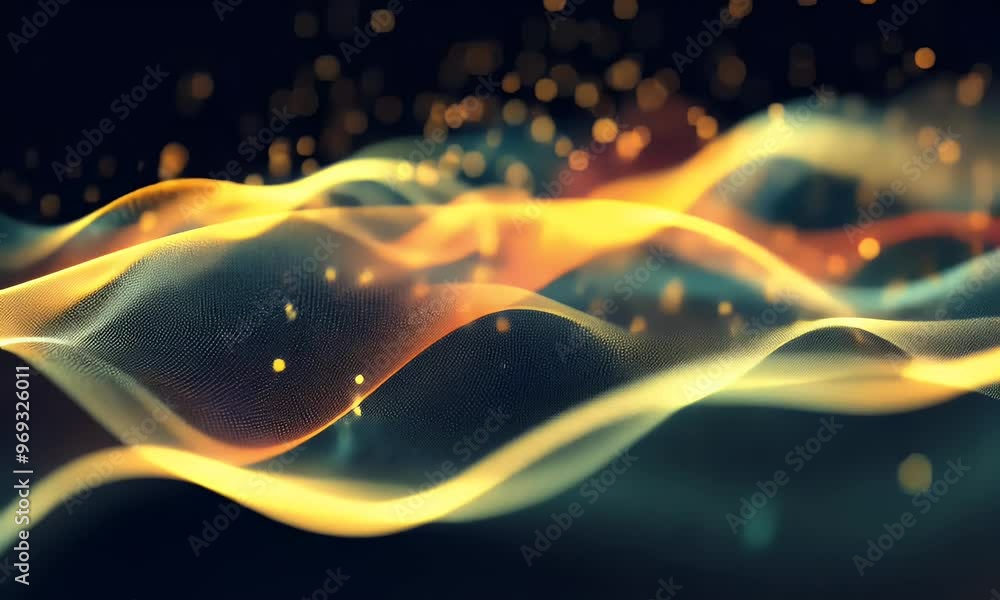 Abstract waves of light and color create a dynamic visual ...