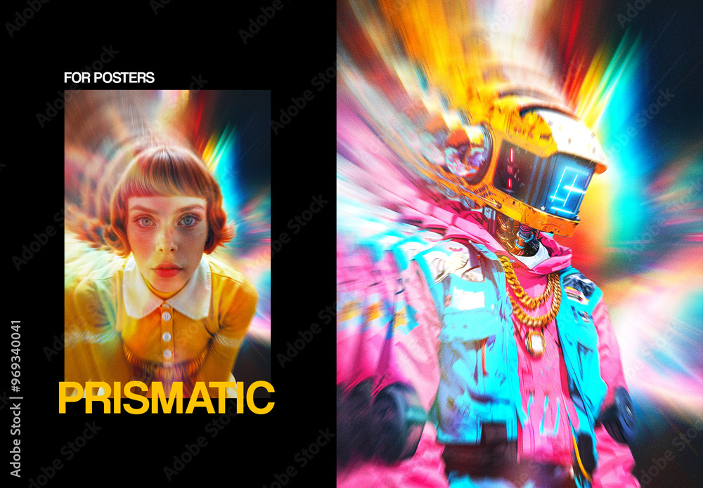 Bright Prism Poster Photo Effect Mockup plantilla de Stock | Adobe Stock