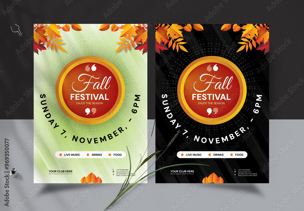 Creative Fall Festival Flyer Layouts Stock Template | Adobe Stock