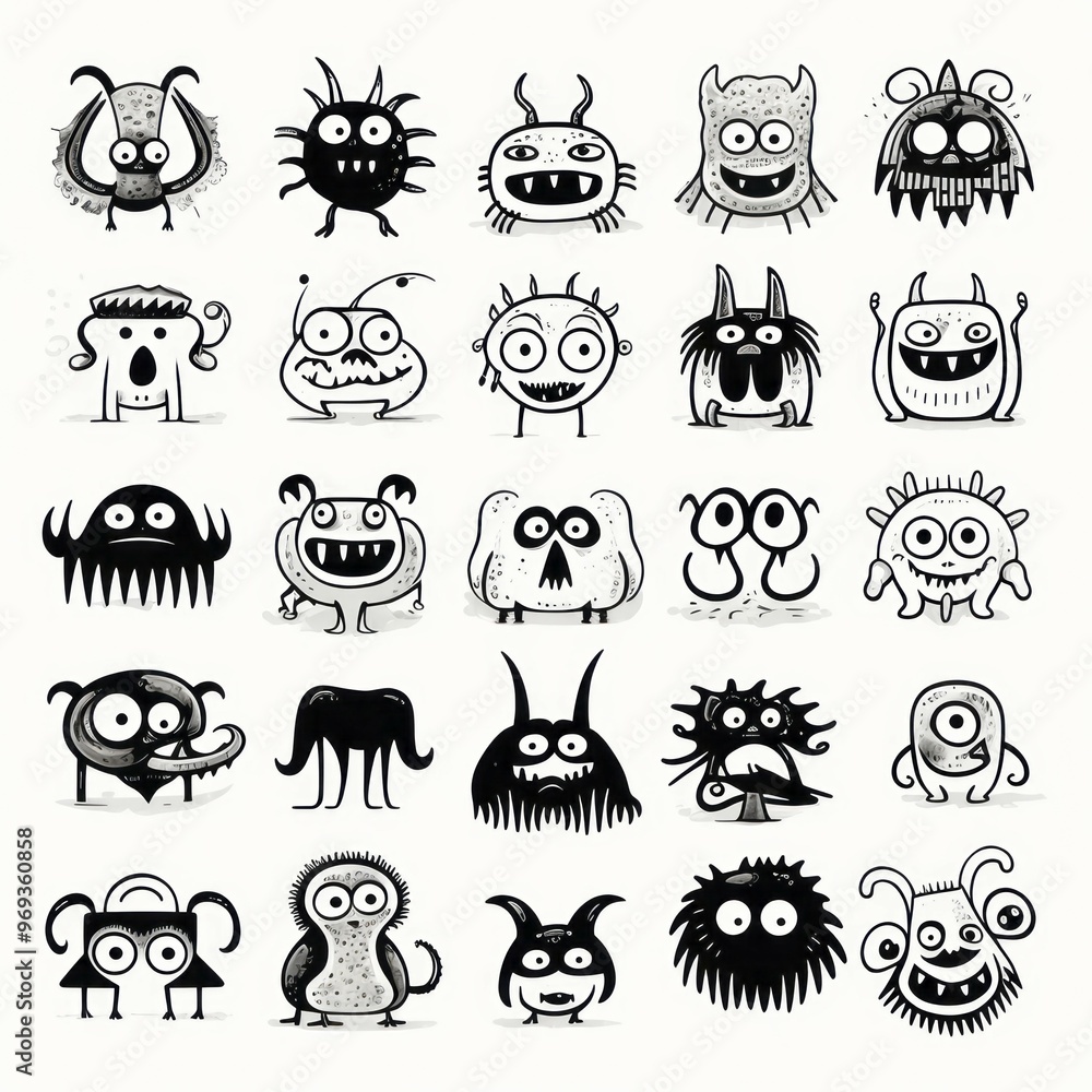 icon black and white Pictogramas for monster Created with Generative AI ...