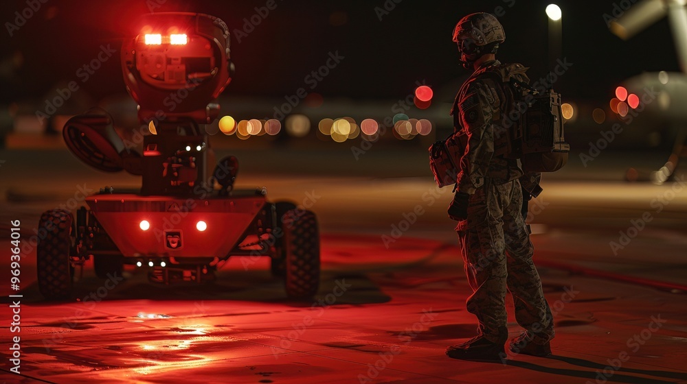 Military robots equipped with thermal imaging for night operations ...