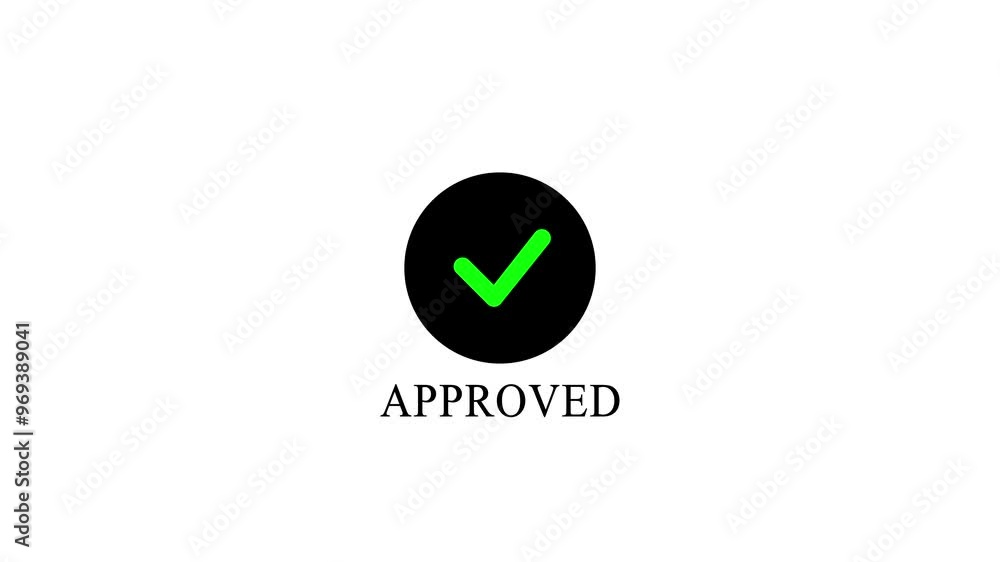 Check mark or tick mark animation representing an approved sign for ...