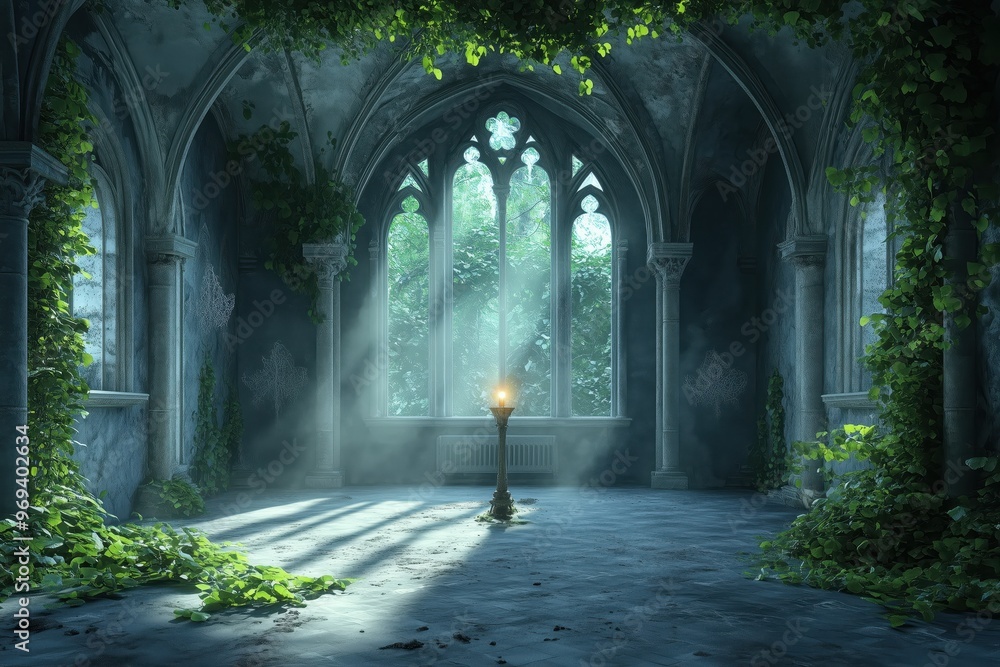 A Solitary Torch in a Forgotten Cathedral: Sunlight streams through the ...