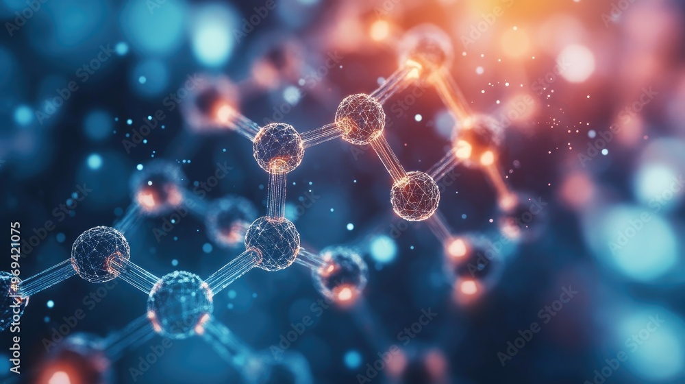 Hexagonal molecular structure diagram, representing scientific research ...