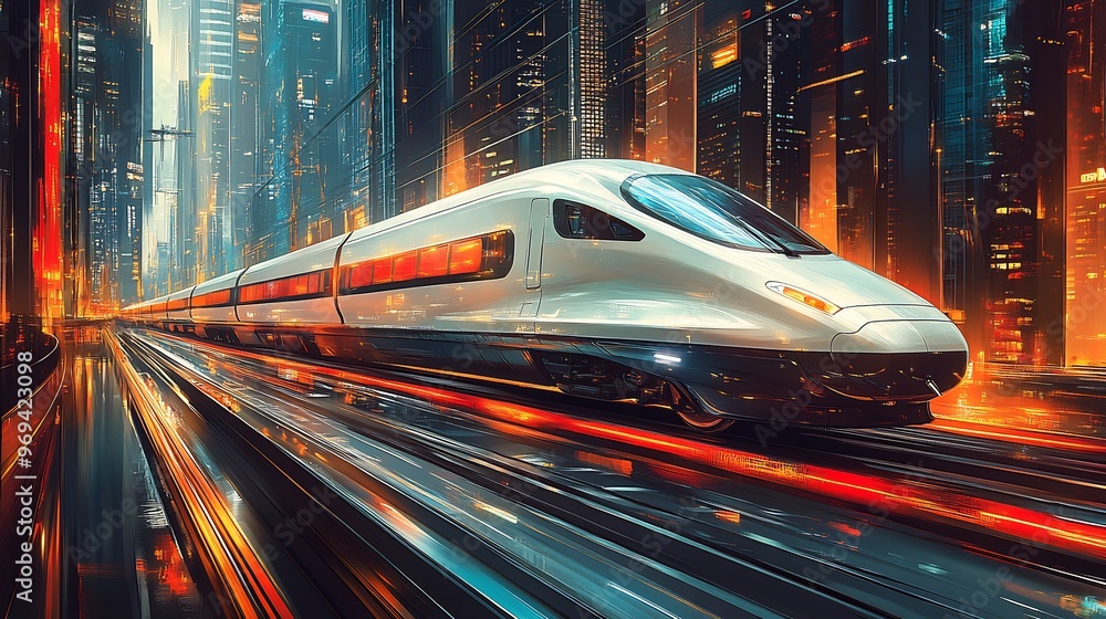 Vector design of a futuristic transportation system with sleek ...