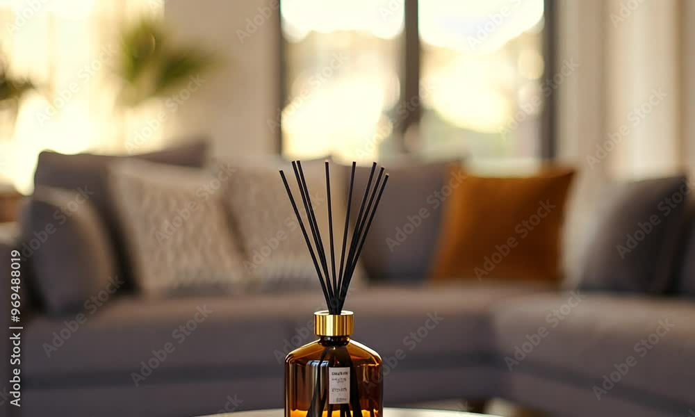 Reed Diffuser on a Coffee Table in a Modern Living Room Stock Video ...