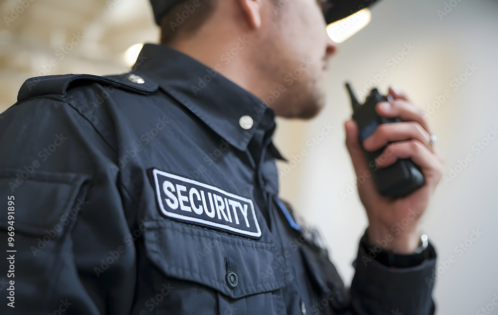 Professional Security Guard Using Walkie-Talkie - Stock Photography for ...