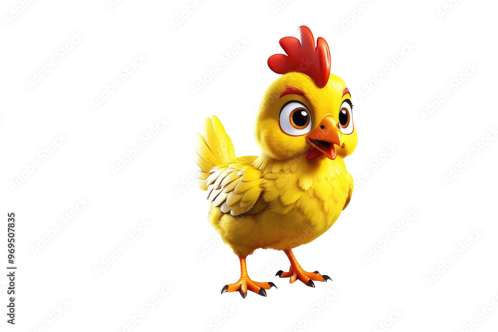 Cute cartoon chicken, full body, 3D, high quality, isolated on white ...