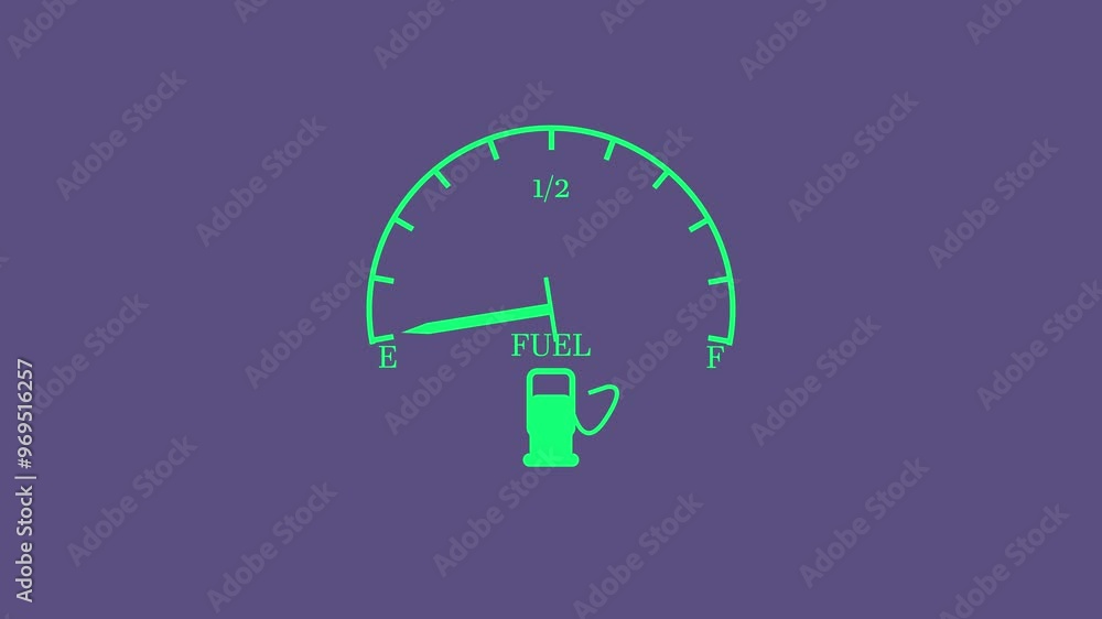 Fuel level sensor in the car. Empty tank truck.Dashboard meter ...