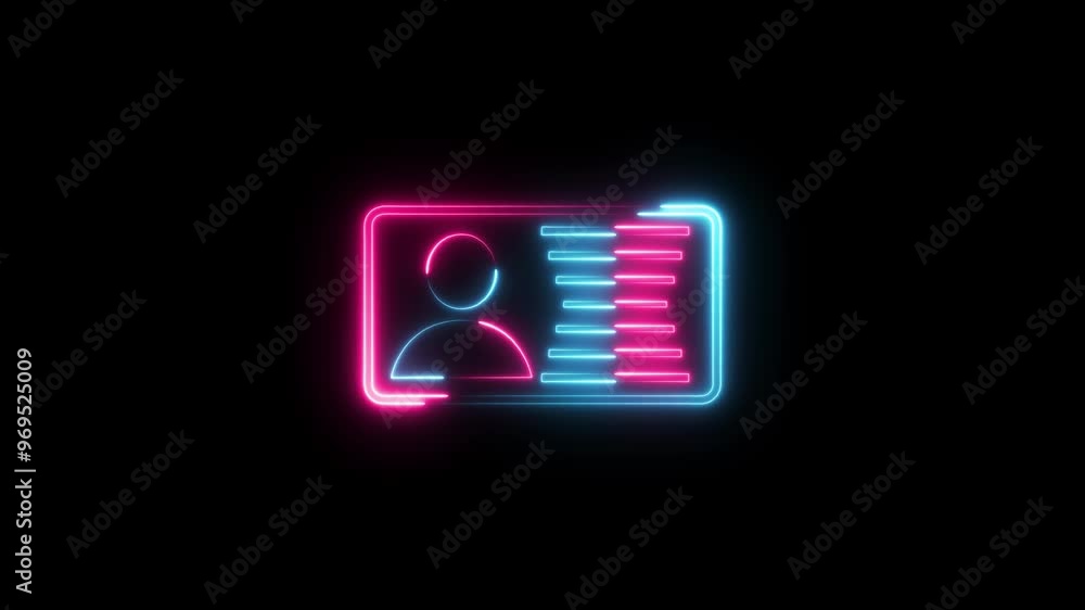 Identification cards neon icon. Driver's license Identification card ...
