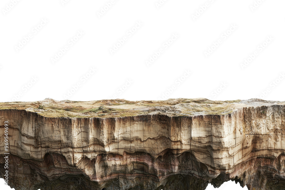 Isolated earth cliff cross-section showcasing natural rock layers and ...