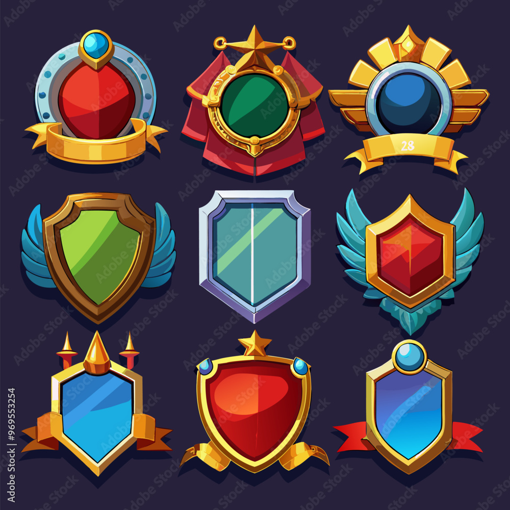 Luxury frames for game ranking badges. Empty round avatars frames with ...