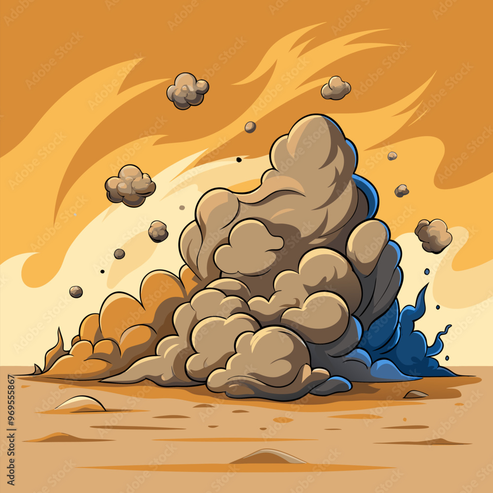 Sand clouds with dust and smoke. Realistic vector illustration set of ...