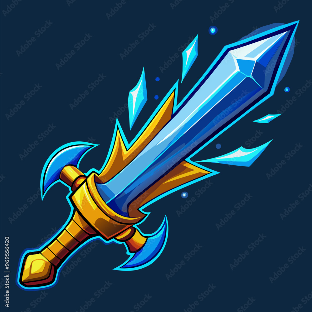 Sword attack, slash and cut effect. Blue flash of weapon motion, punch ...