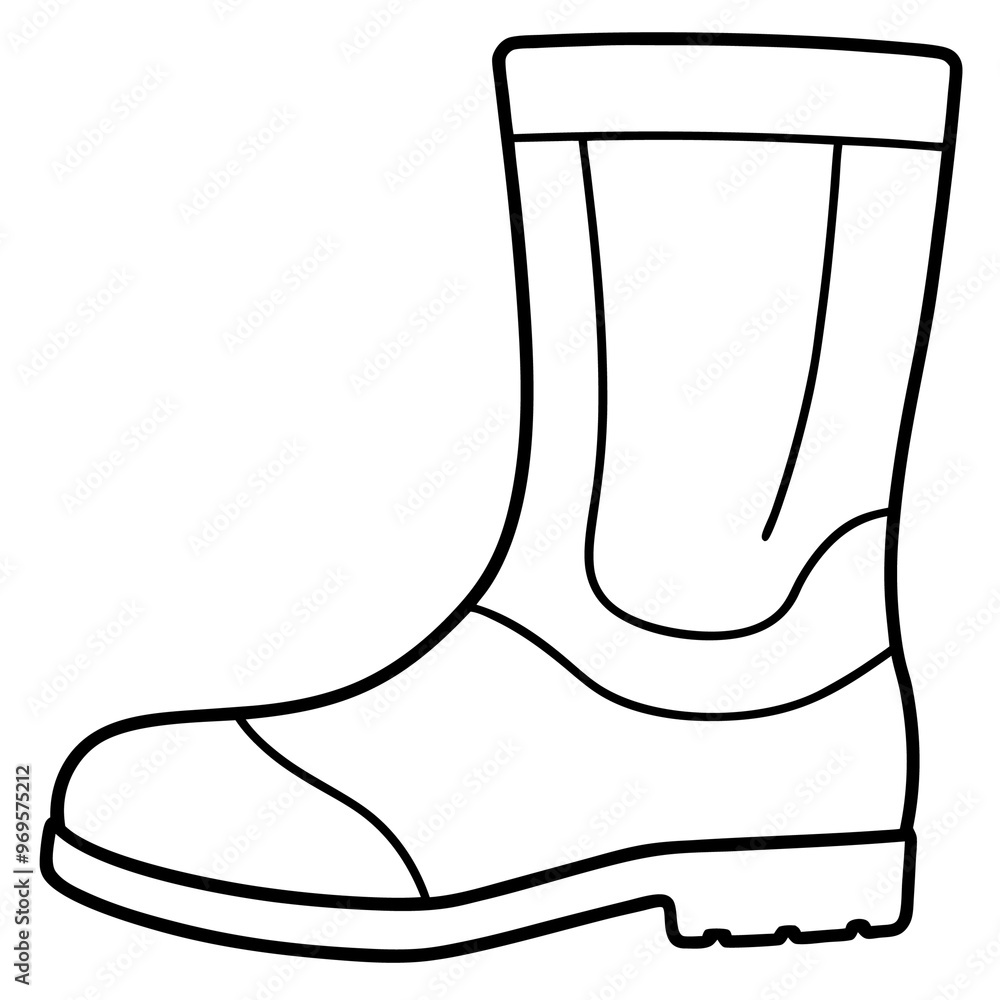 Photo & Art Print rubber boot doodle outline coloring book page line ...