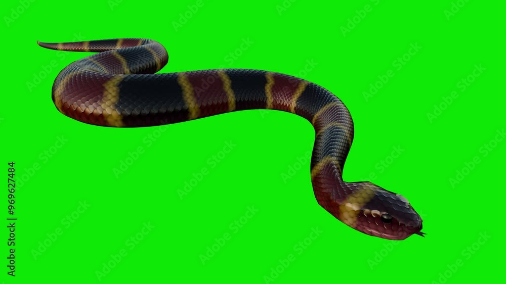 Slithering Coral Snake - Ground Cycle Loop - Green Screen - Front Side ...