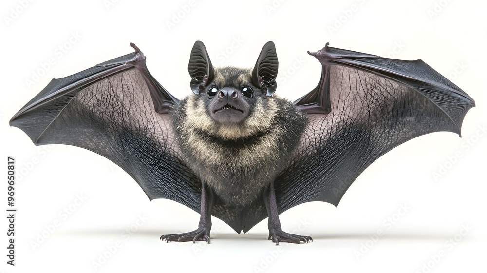 Fierce Bat with Spread Wings Hanging in Dark Cave Terrifying Nocturnal ...