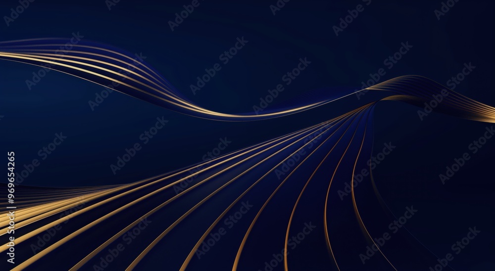 A blue and gold wave pattern with a gold line in the middle. The blue ...